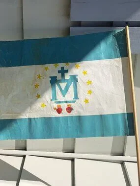 Wall Decor | Antique Catholic Processional Flag Miraculous Medals ...